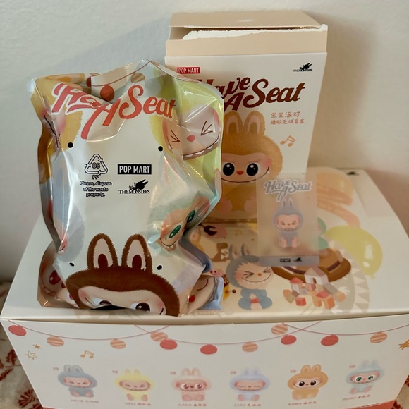 POP MART | Other | Hehe Gray The Monsters Labubu Have A Seat Vinyl ...